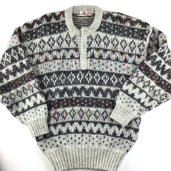 Vintage | Sweaters | Vintage Mens Sweater M Mohair Wool Fair Isle ...
